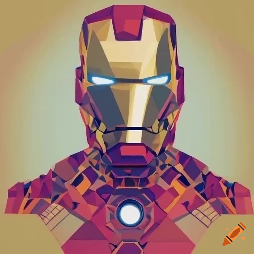 Retro polygon iron man design on Craiyon