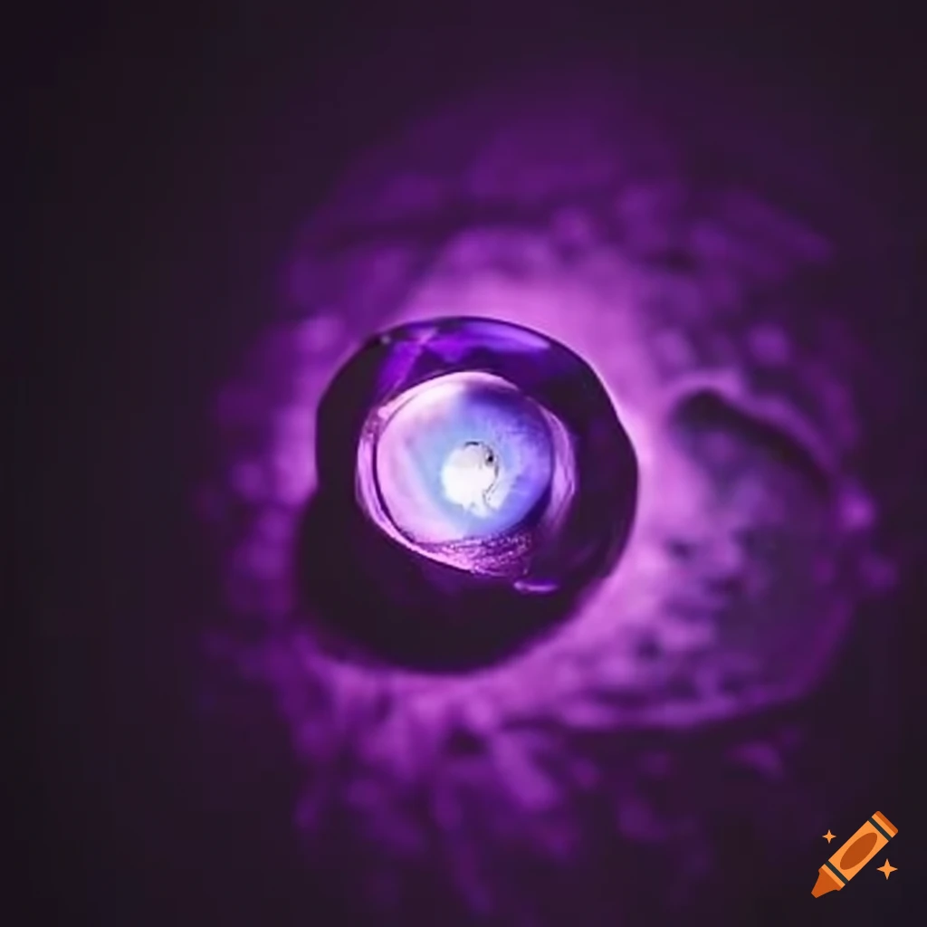 Purple gem with a hole and a small eye made of rocks on Craiyon