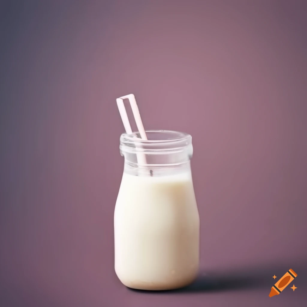 Mini vegan milk in carton with straw on Craiyon