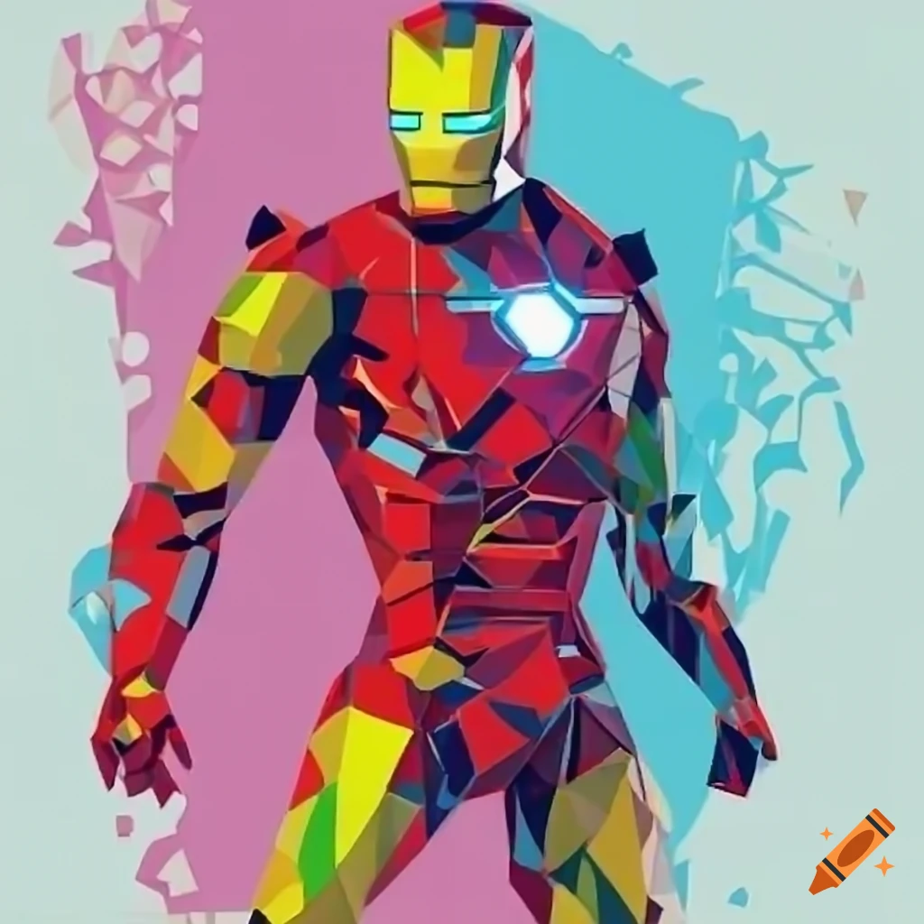 Retro polygon Iron Man artwork on Craiyon