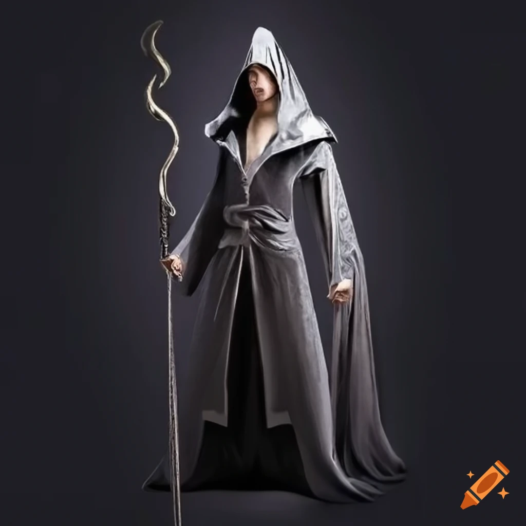 Wizard in silver robes on Craiyon