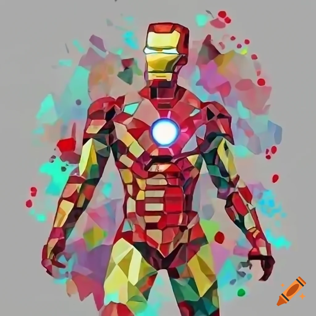 Retro polygon iron man illustration on Craiyon