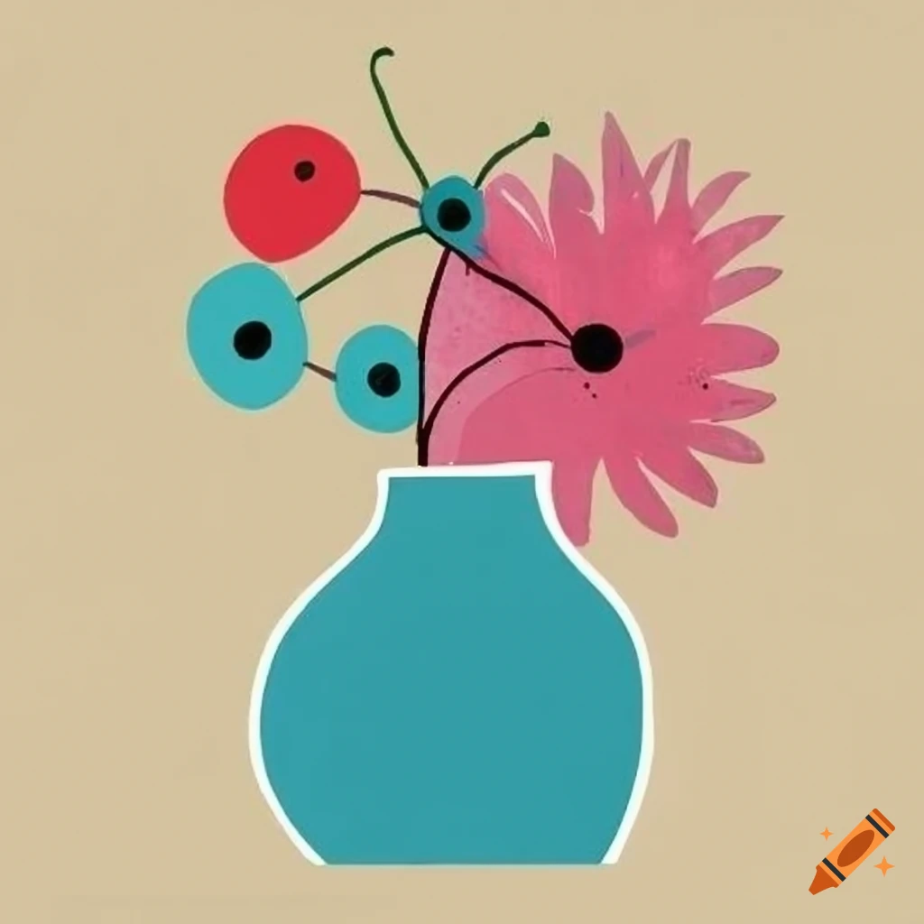 Flowers in a vase minimalist miro screenprint on Craiyon