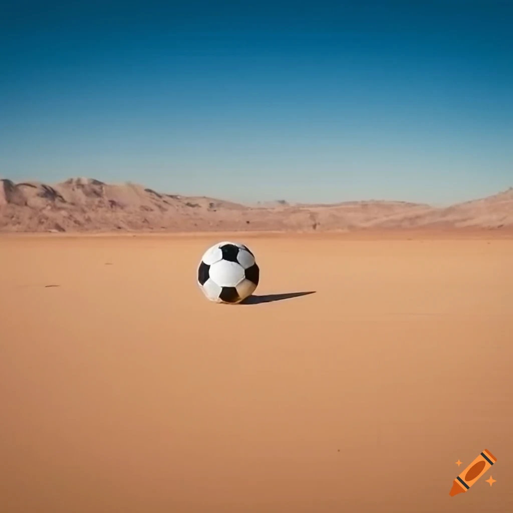 Soccer ball in the desert on Craiyon