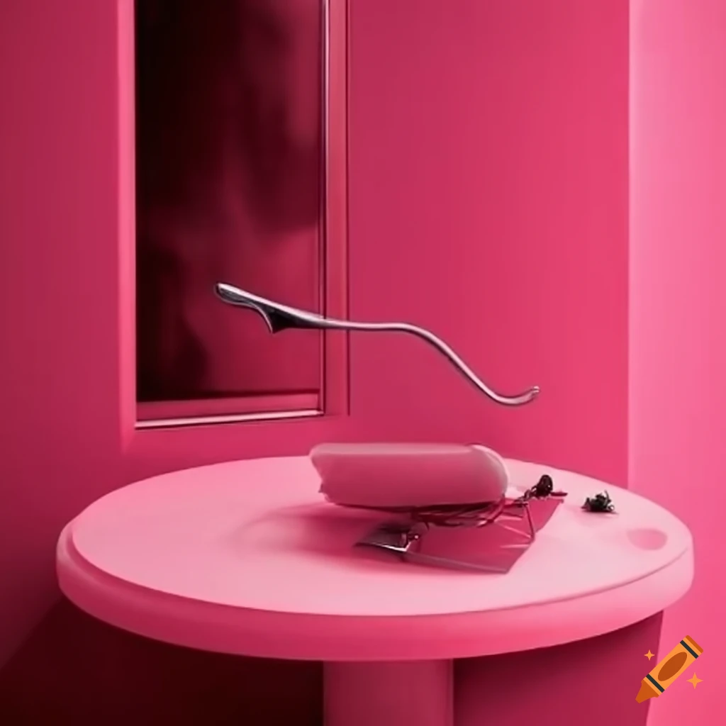 Beauty salon interior with a 70s pink aesthetic on Craiyon