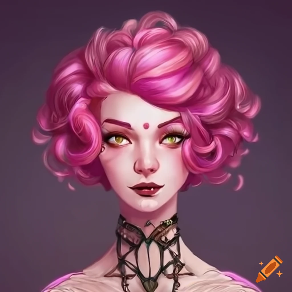 Captivating pink-haired D&D character with enchanting curls and ...