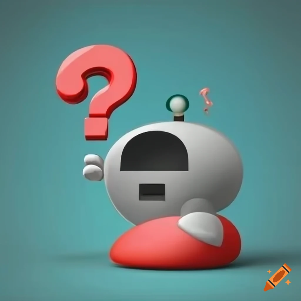 Cute and simple cartoon robot with a question mark looking confused on ...