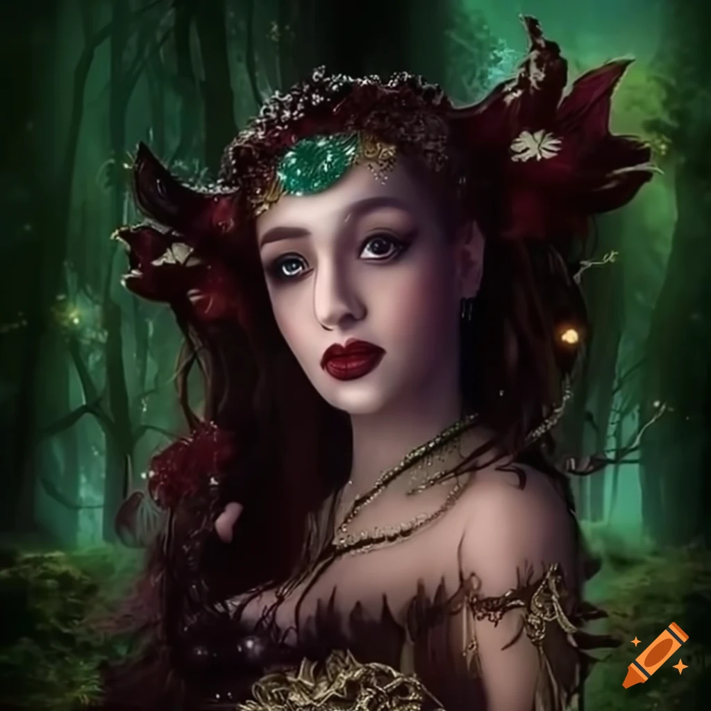 Fairytale lady in a magical forest on Craiyon