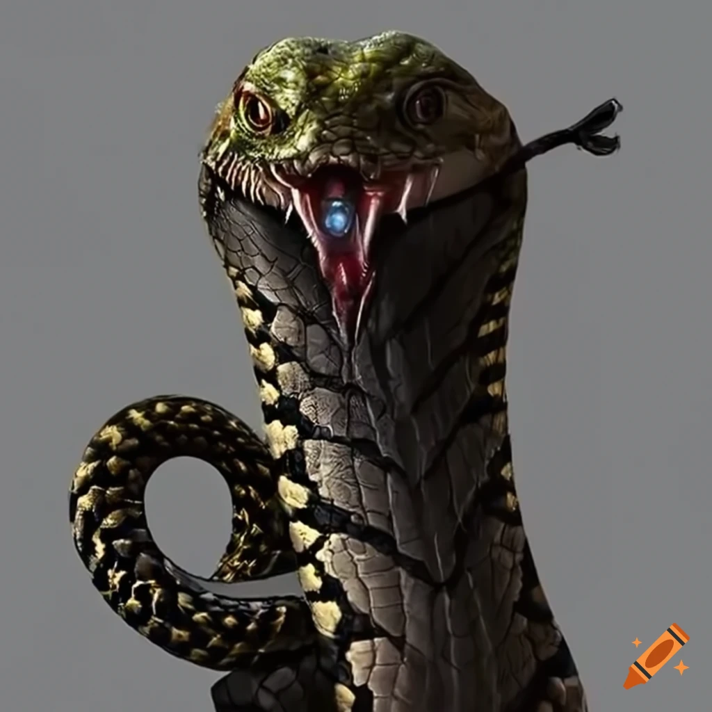 Futuristic cyborg snake with large fangs on Craiyon