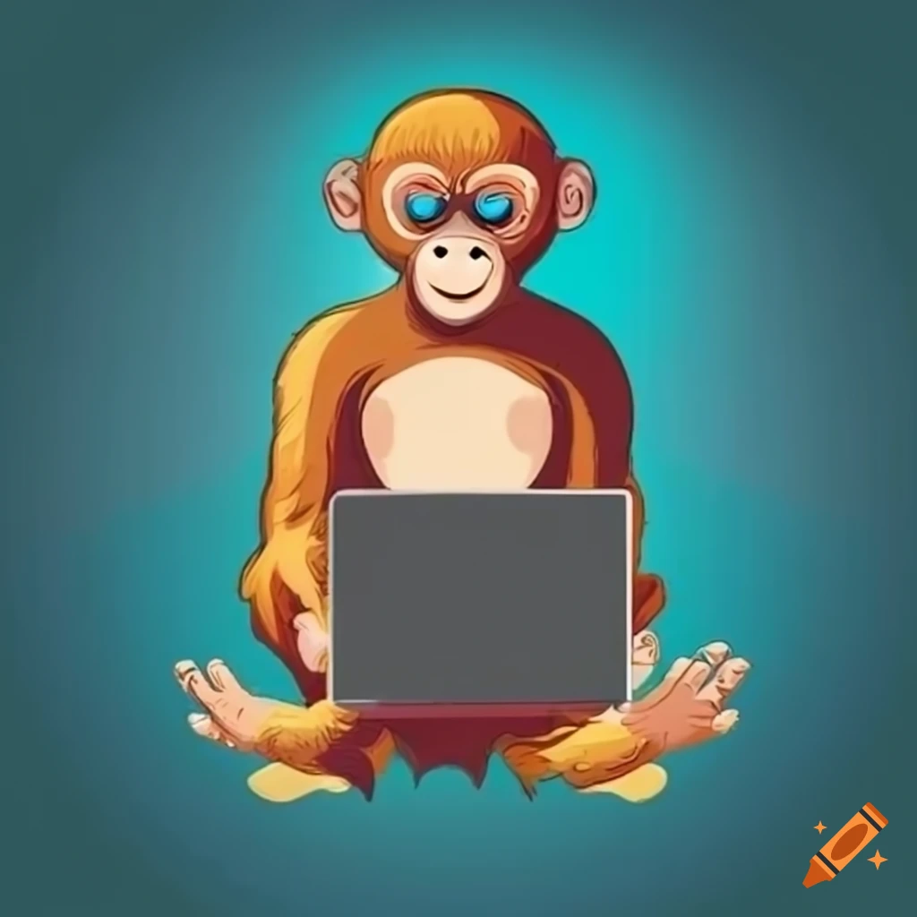 Monkey using laptop in a shag style on Craiyon