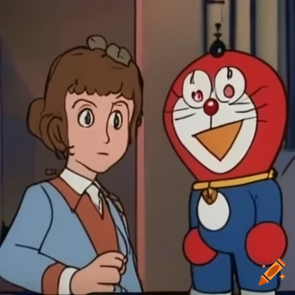 1980s doctor who scene with doraemon on Craiyon