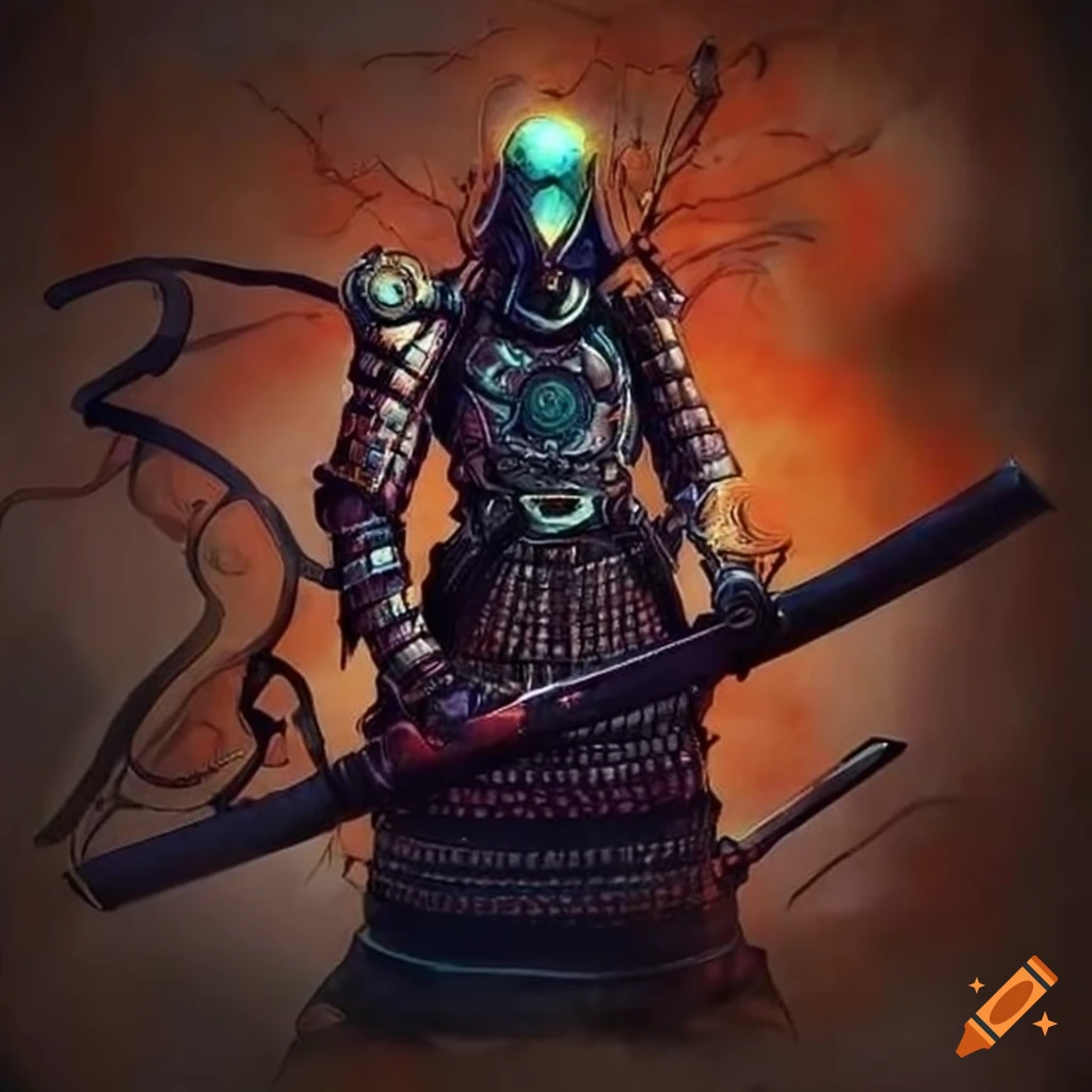 Futuristic samurai sword with cybernetic designs on Craiyon