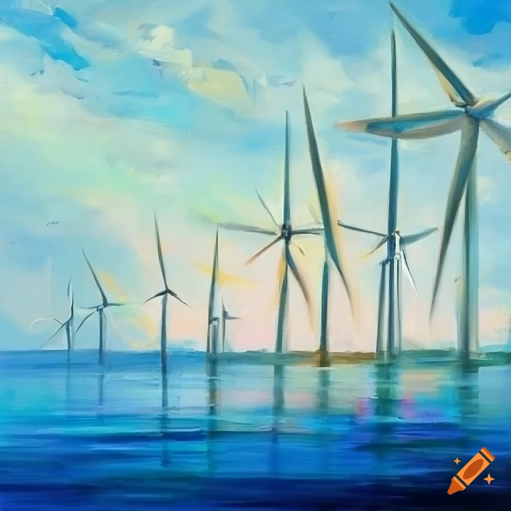 Wind turbines in oil painting style on Craiyon