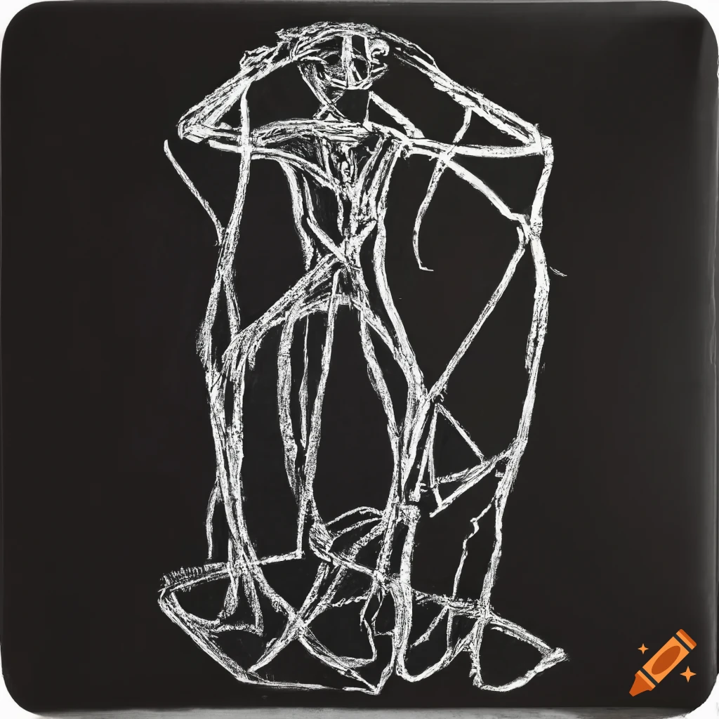 Full body man in a unique chalk drawing style with influence from art ...