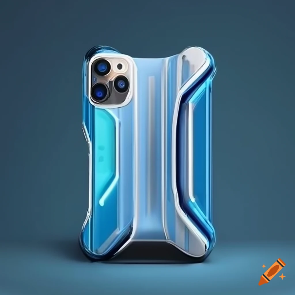 Futuristic blue and white phone case design with '2°' on Craiyon