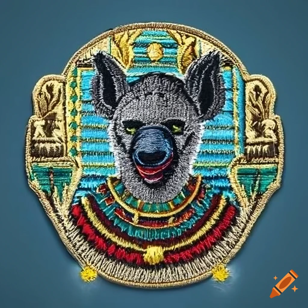 Hyena with egyptian accessories patch on Craiyon