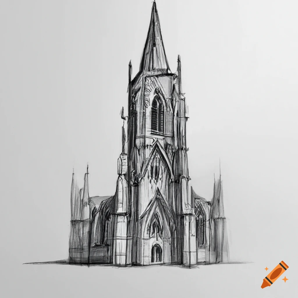 Gothic architecture church pencil sketch on Craiyon
