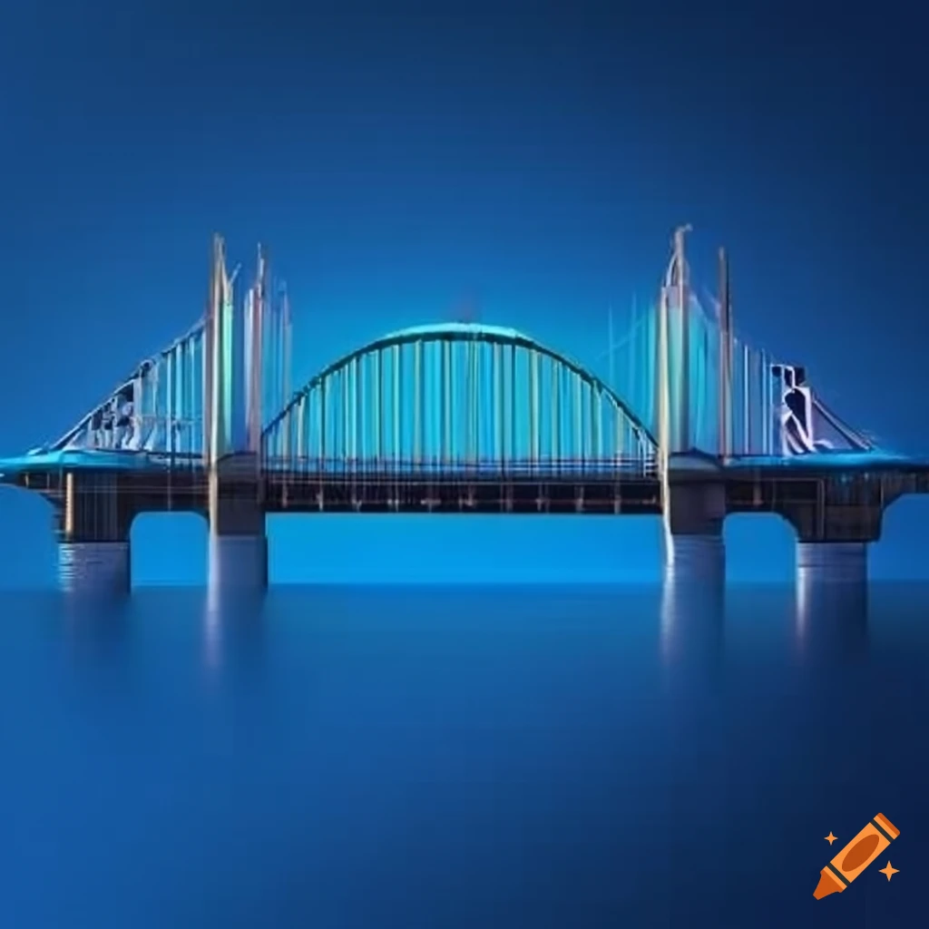 Blue bridge in constructivist style on Craiyon