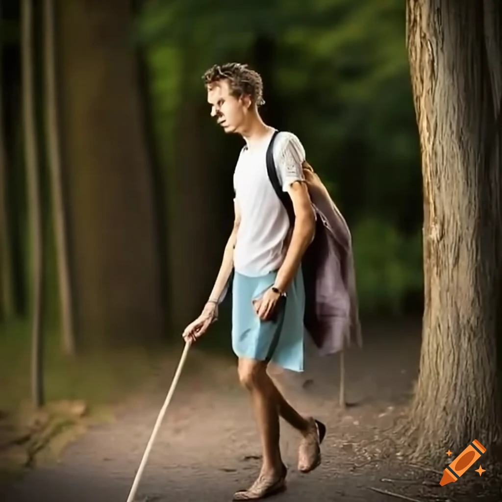 Person with basic clothes carrying a bindle on a stick while walking on ...