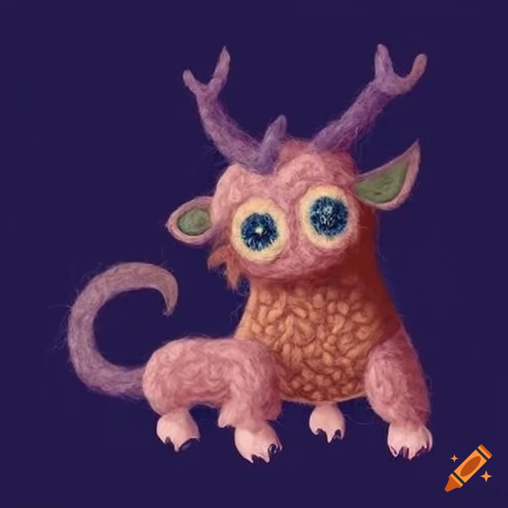 Fantasy felted wool creatures in unique outfits on Craiyon