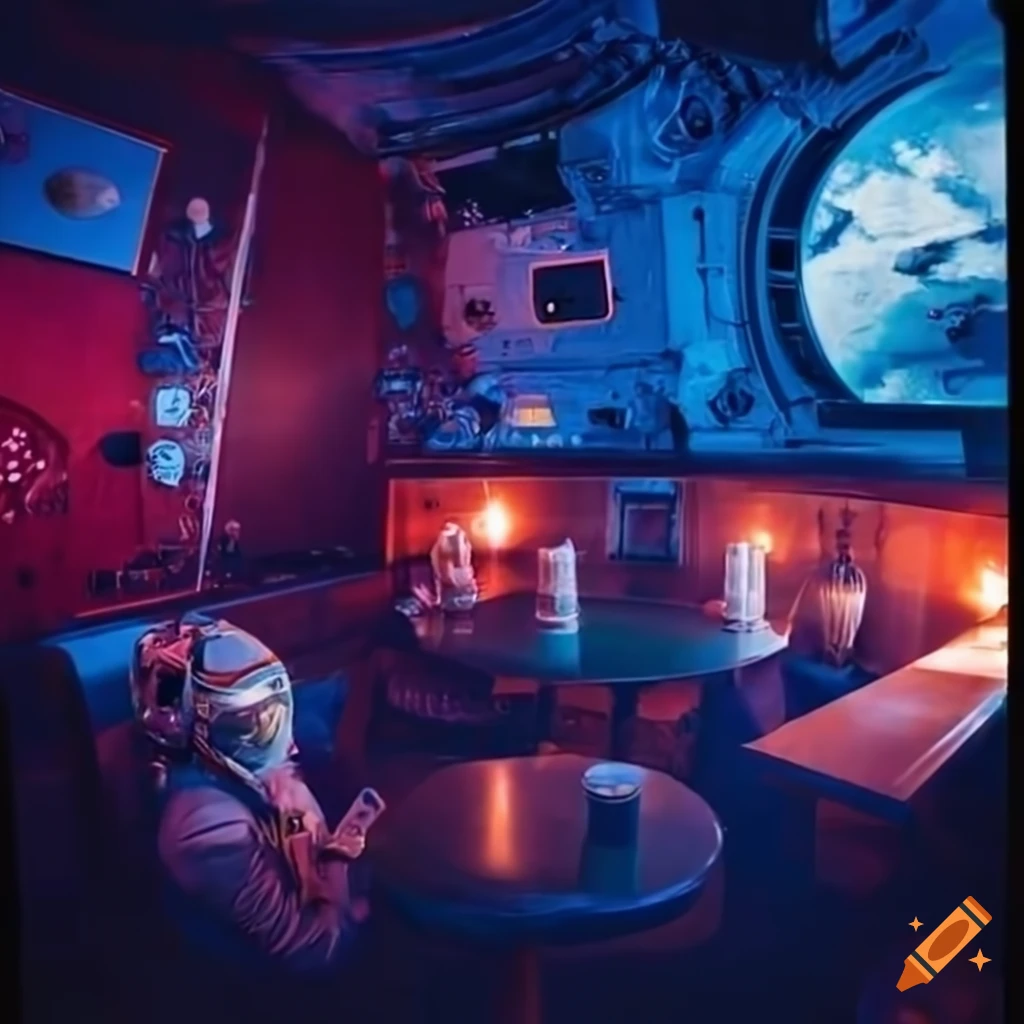 Astronauts at a space-themed bar on Craiyon