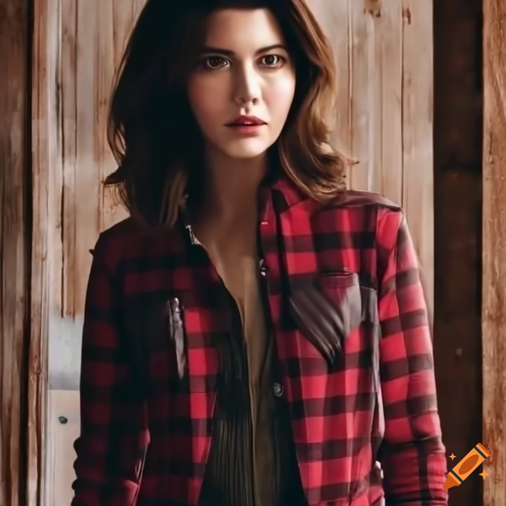 Actress mary elizabeth winstead style in red plaid shirt, black leather ...