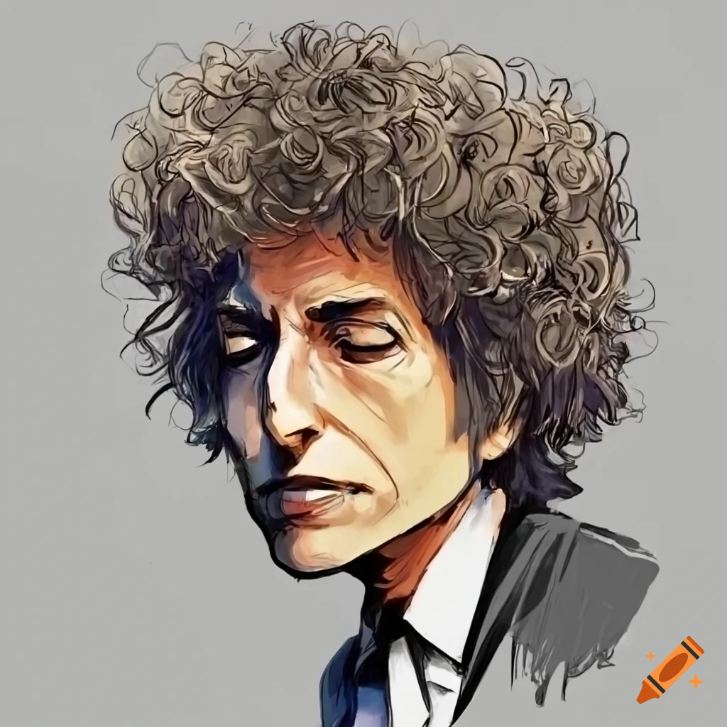 Cartoon drawing of bob dylan on Craiyon