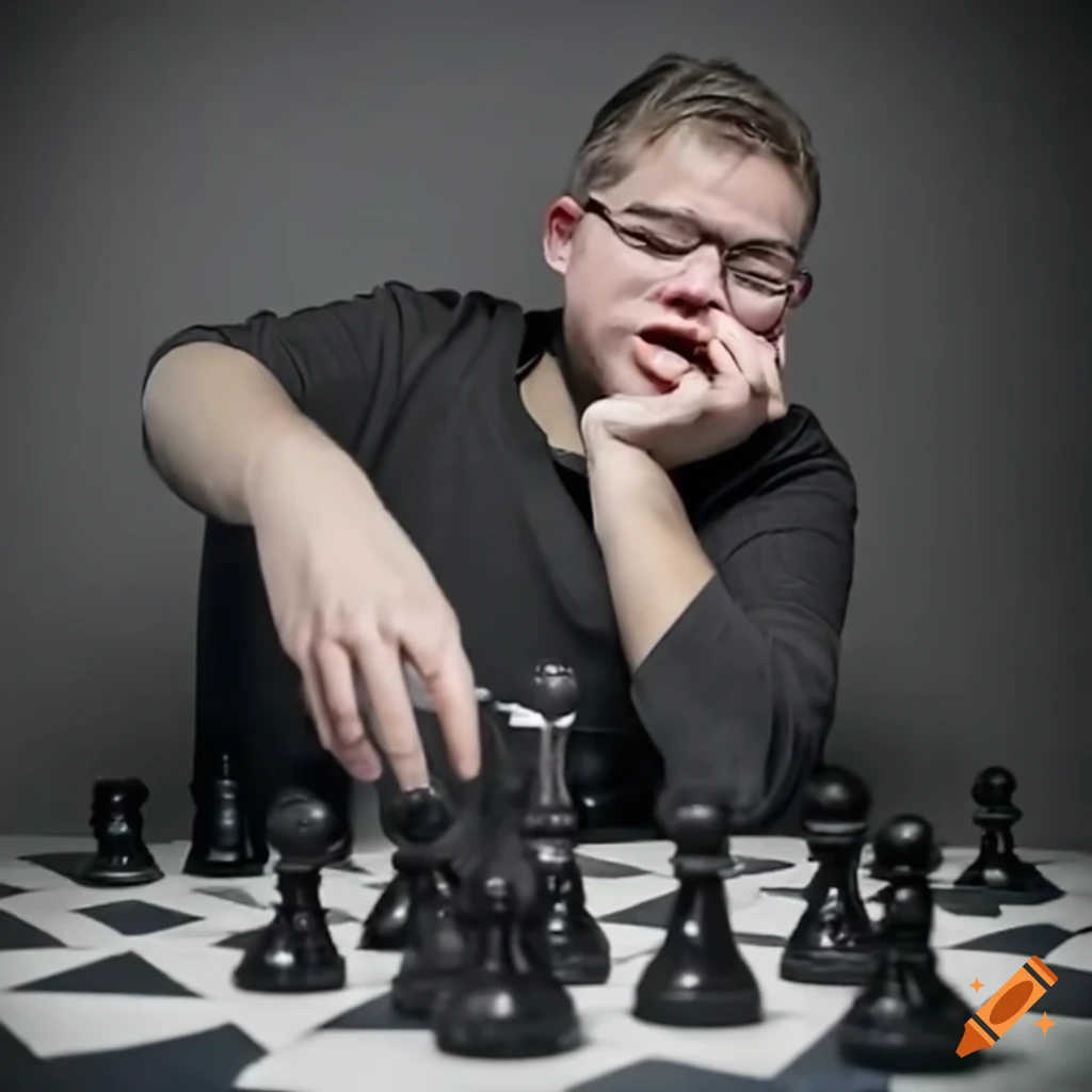 Person crying over a chess game on Craiyon