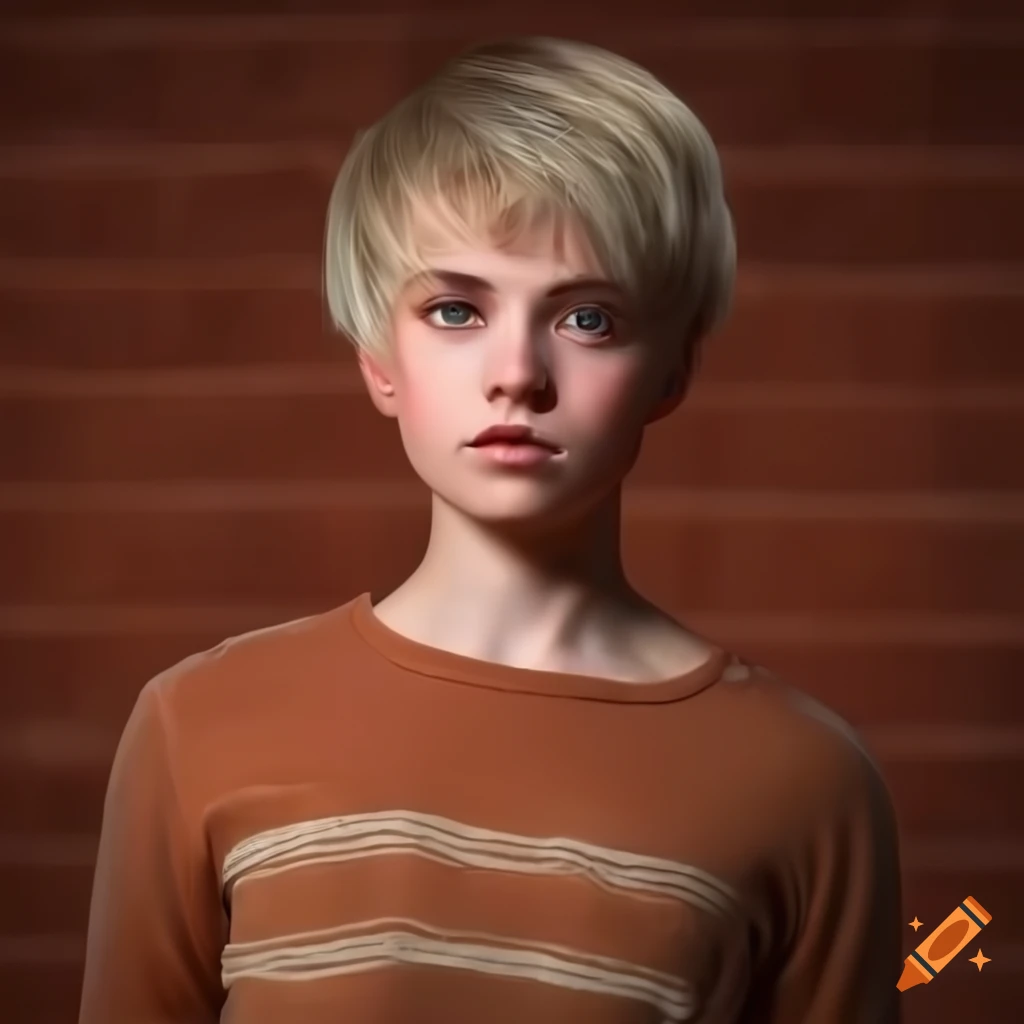 Blonde non-binary college student with pixie haircut surrounded by ...