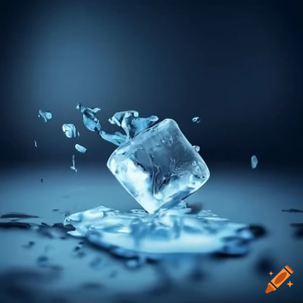 Falling ice cubes crashing on the floor on Craiyon