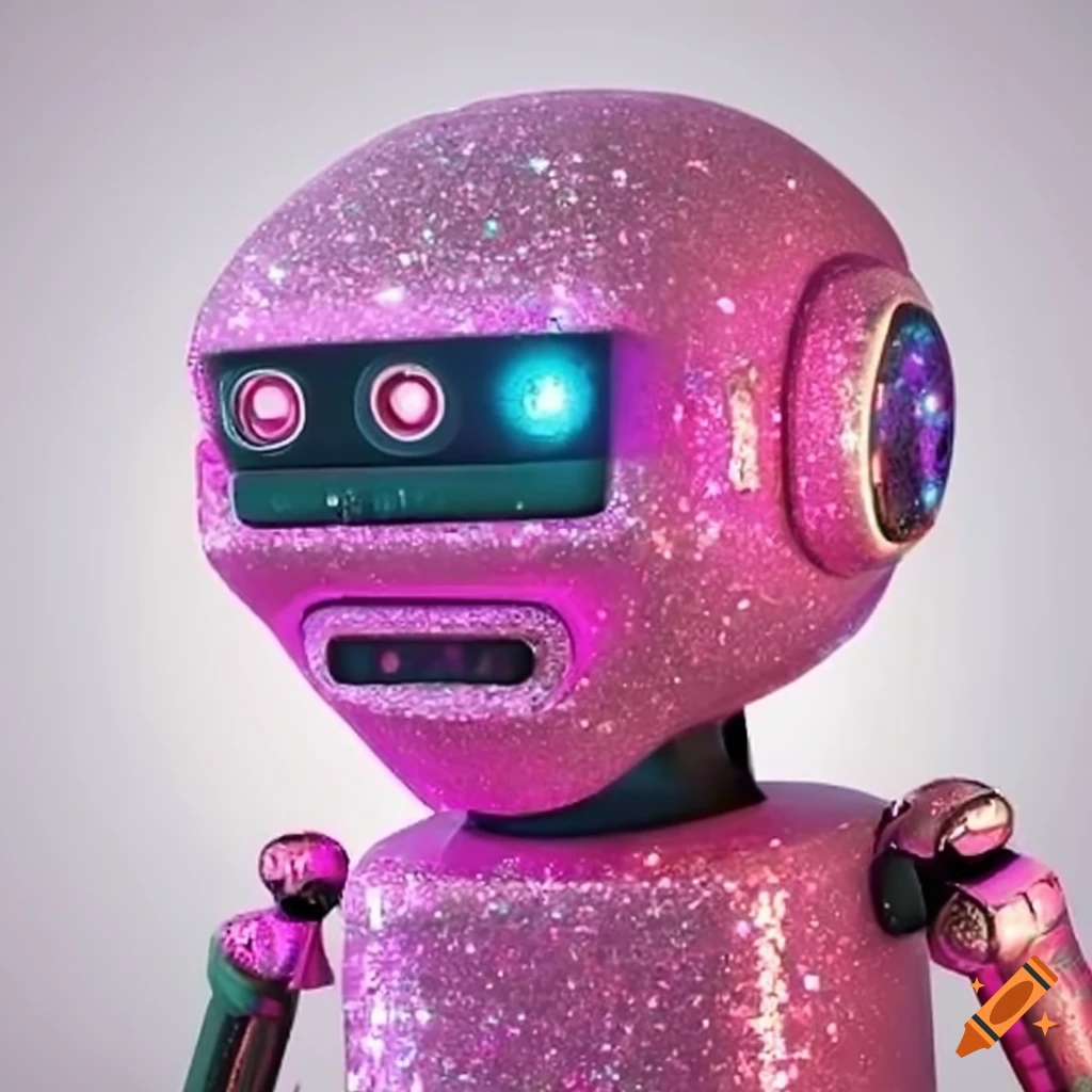 Pink glittery futuristic robot creation on Craiyon