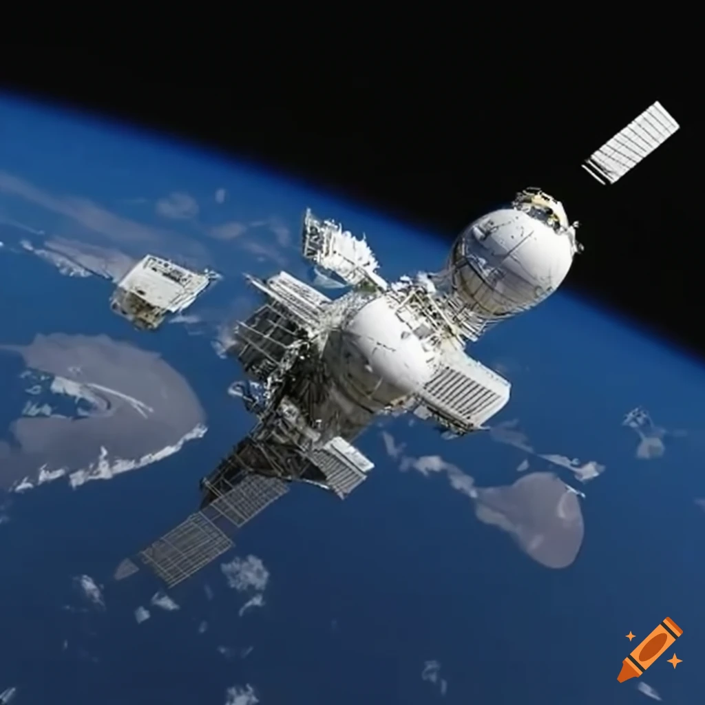 Cargo spaceship refueling the international space station on Craiyon
