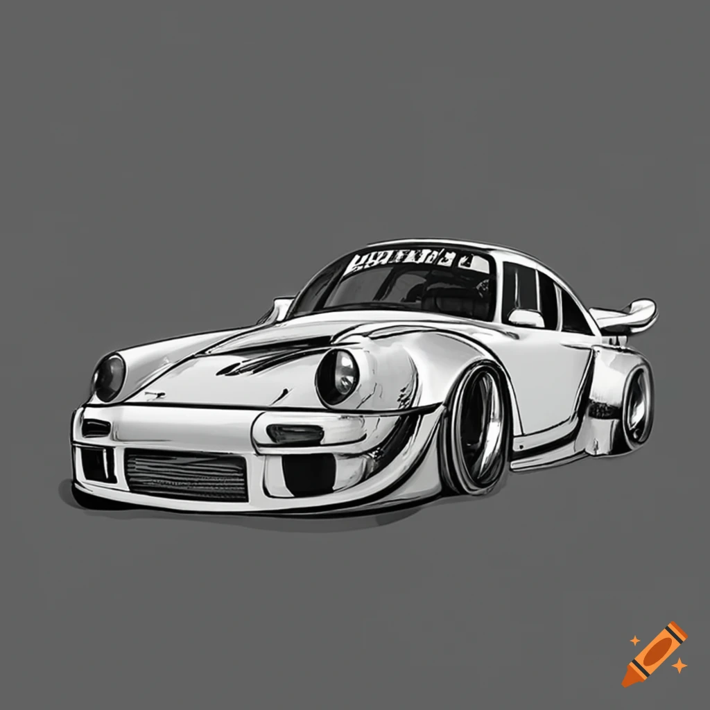 Porsche RWB with racing car decal 'Reknown' on Craiyon