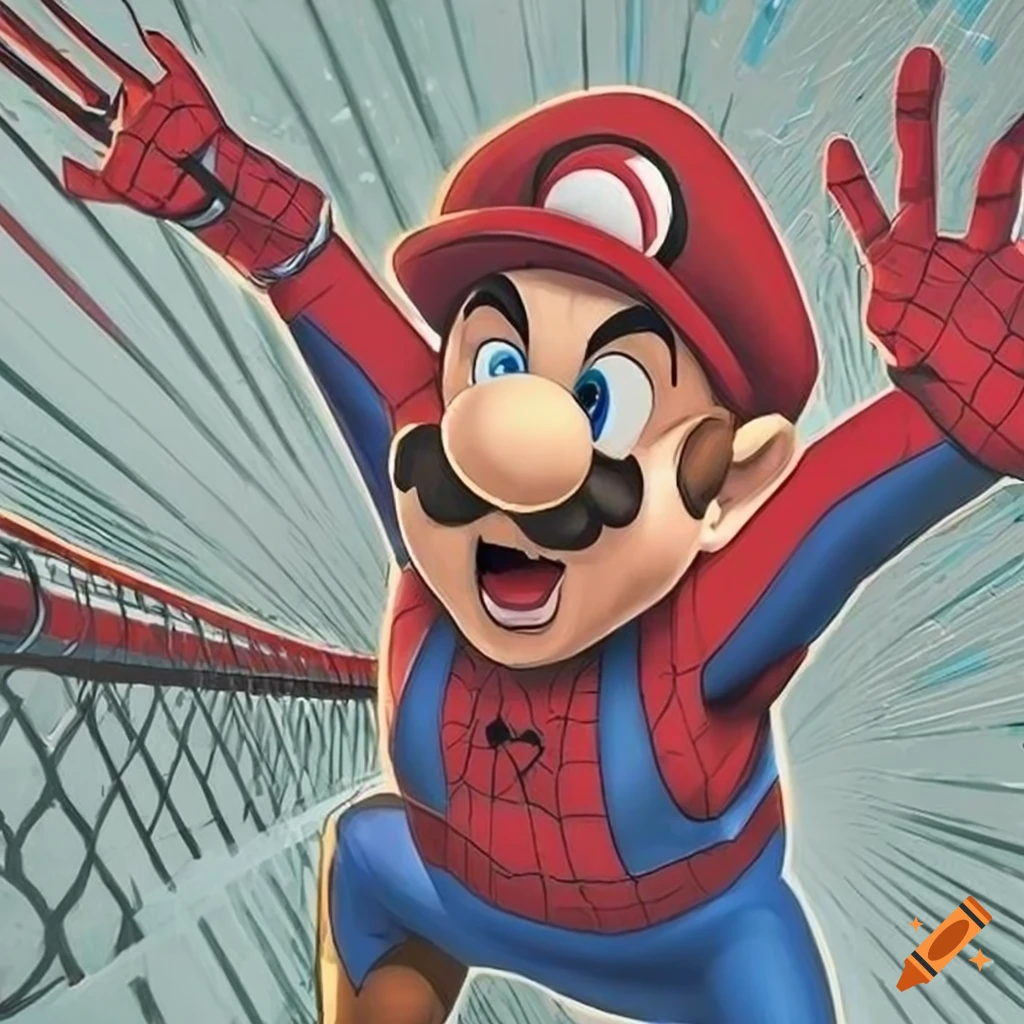 Illustrations of pop culture icons Mario and Spider-Man in their games ...