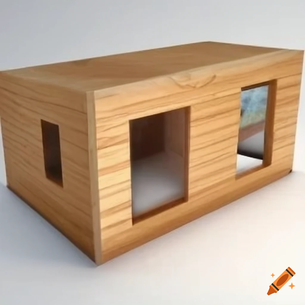 Wooden cube house on Craiyon