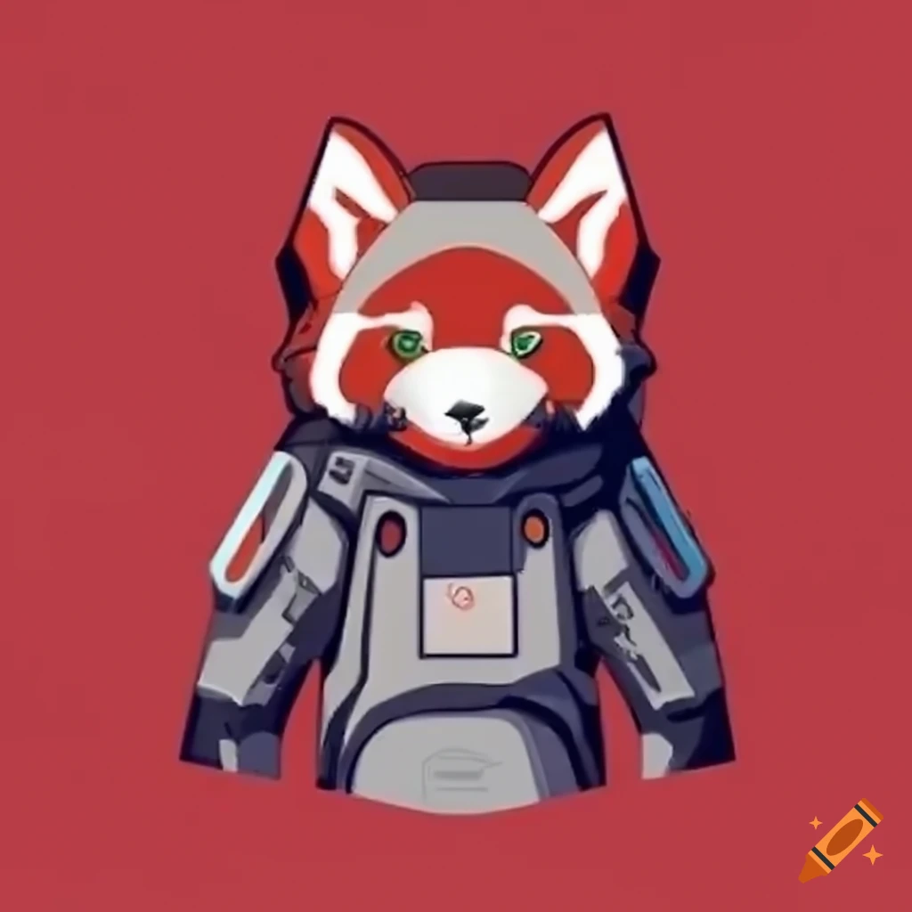 Red panda in a spacesuit with the Crusader Ares spaceship in SD style ...
