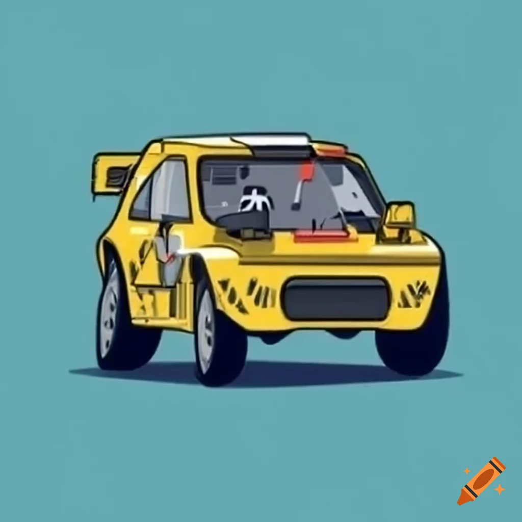 Funny-looking rally car on Craiyon