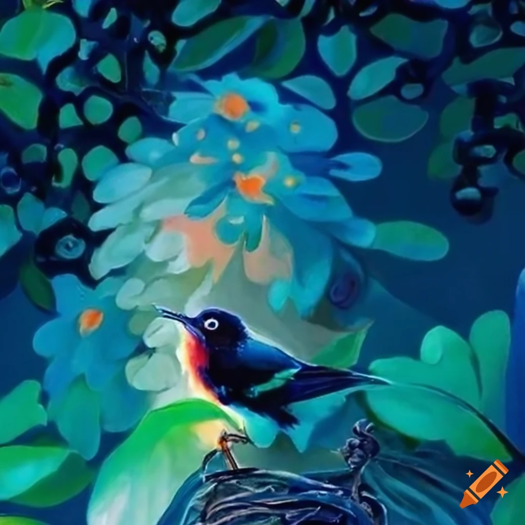 Various blue elements in nature and clothing on Craiyon