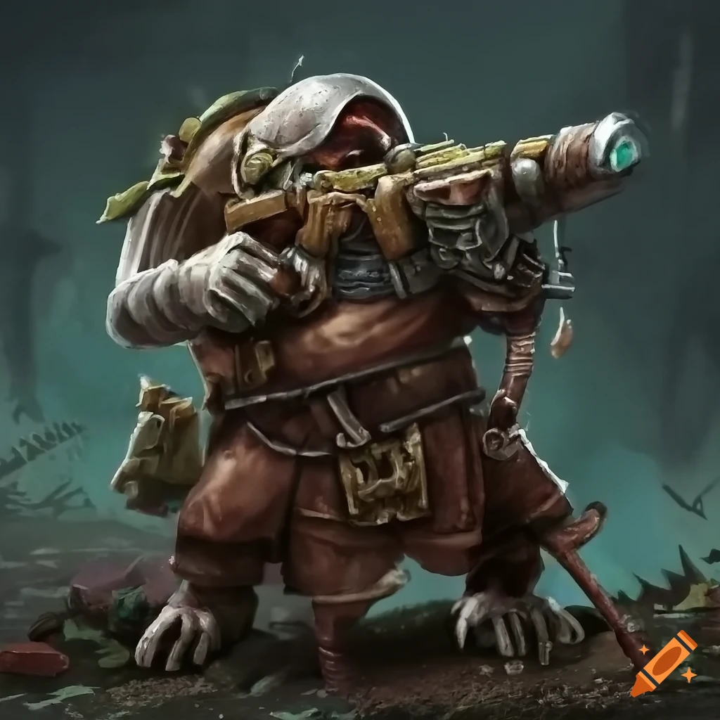 Skaven gunner rat team in World War theme with armor plating on Craiyon