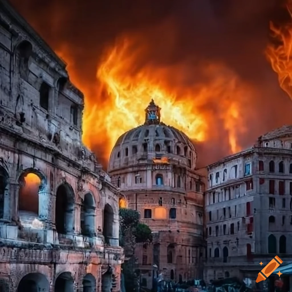 Ancient rome engulfed in flames on Craiyon