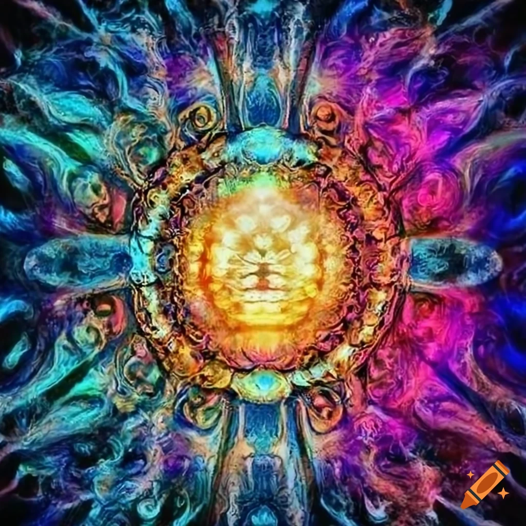 Abstract representation of a sun deity on Craiyon