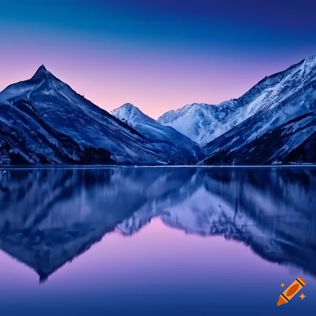 Snow-filled mountain valley landscape on Craiyon