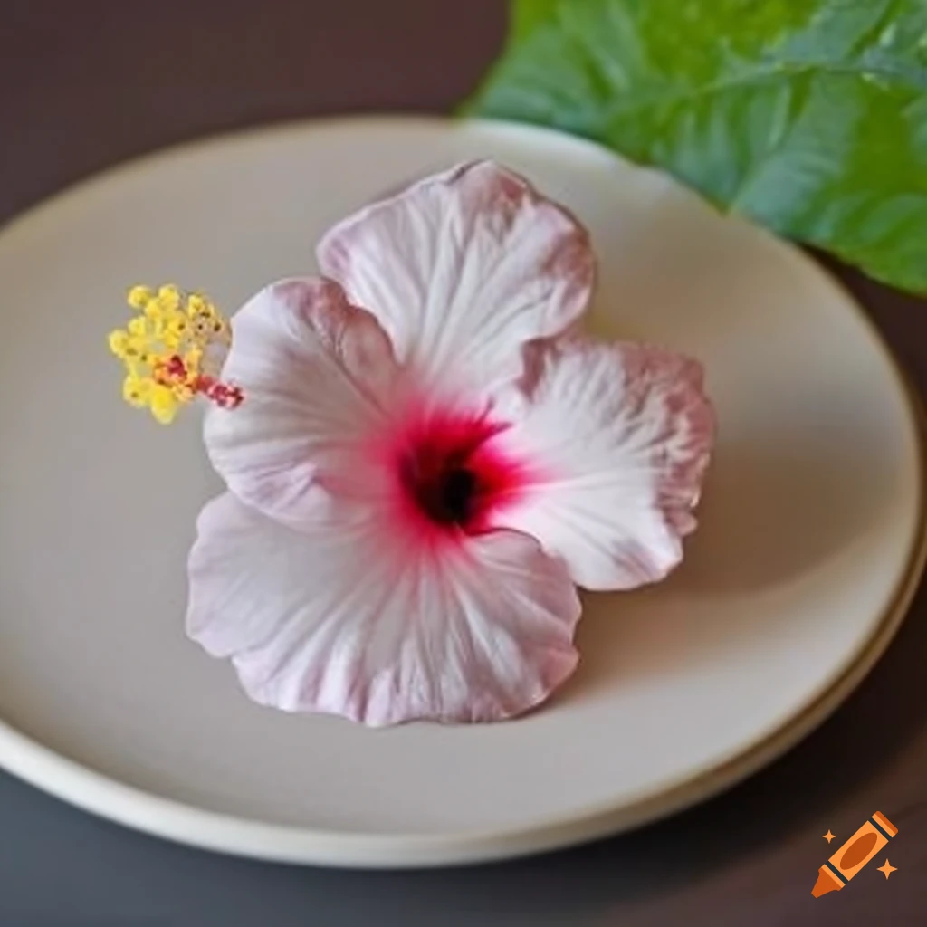 Hibiscus flower on a plate on Craiyon