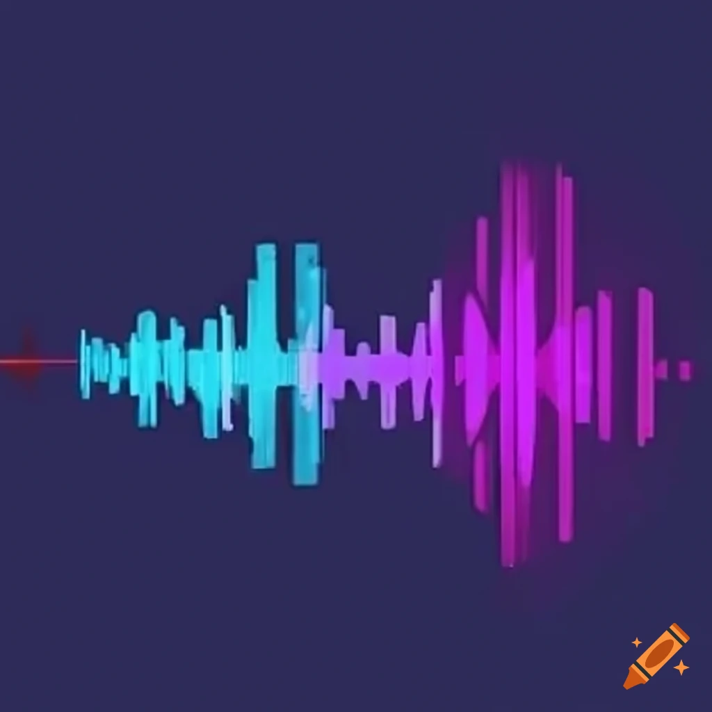Simple 2d logo design with sound waves on Craiyon