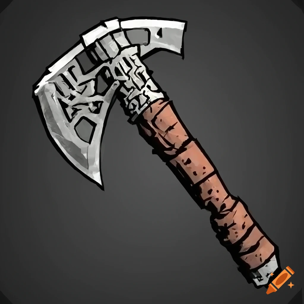 Medieval hatchet weapon inspired by darkest dungeon style on Craiyon