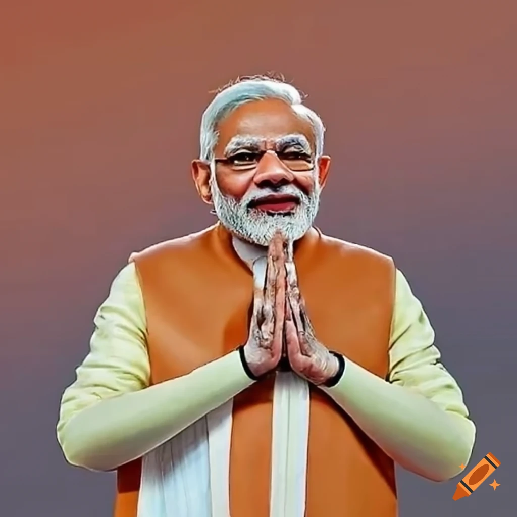Narendra modi smiling and greeting with a namaste gesture on Craiyon