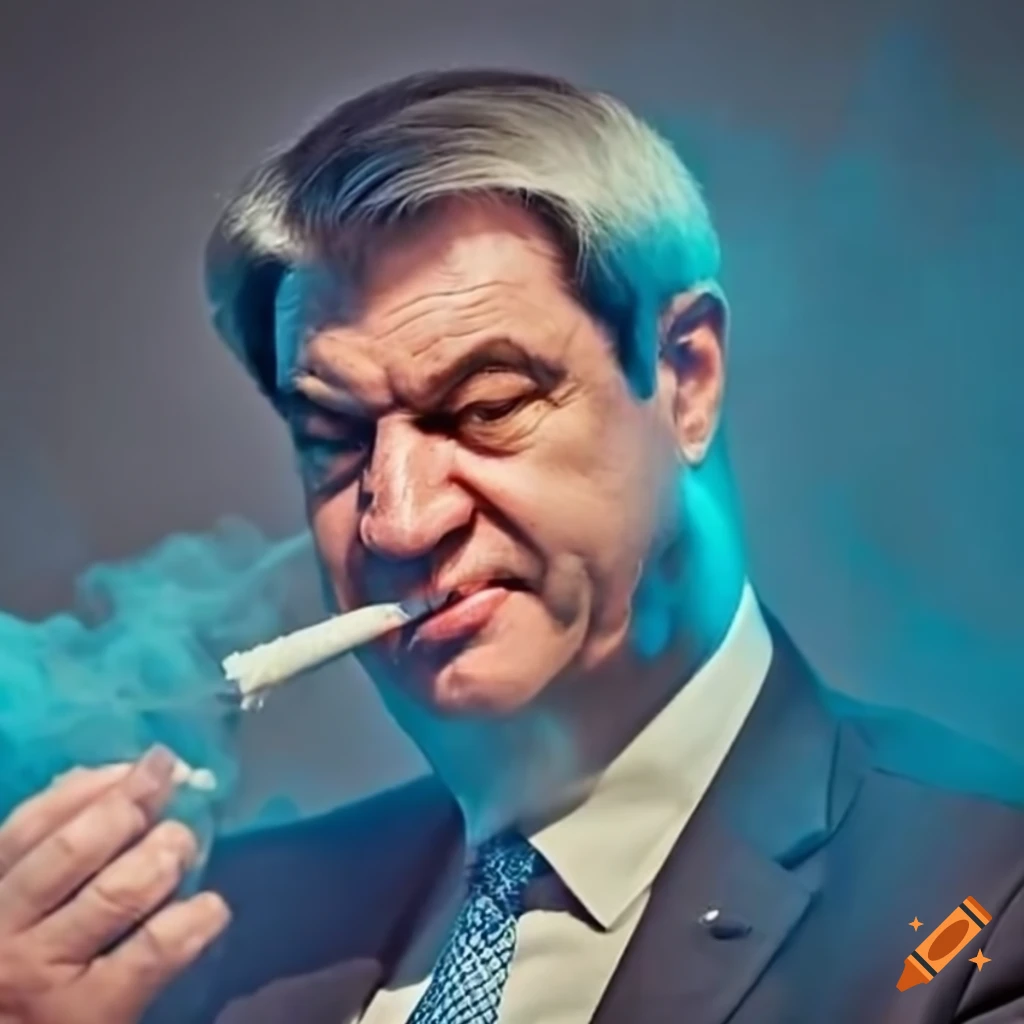 German politician markus söder enjoying a smoke on Craiyon