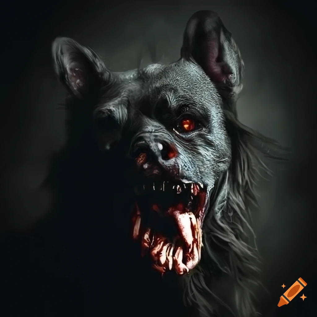 Vintage black zombie dog on Craiyon