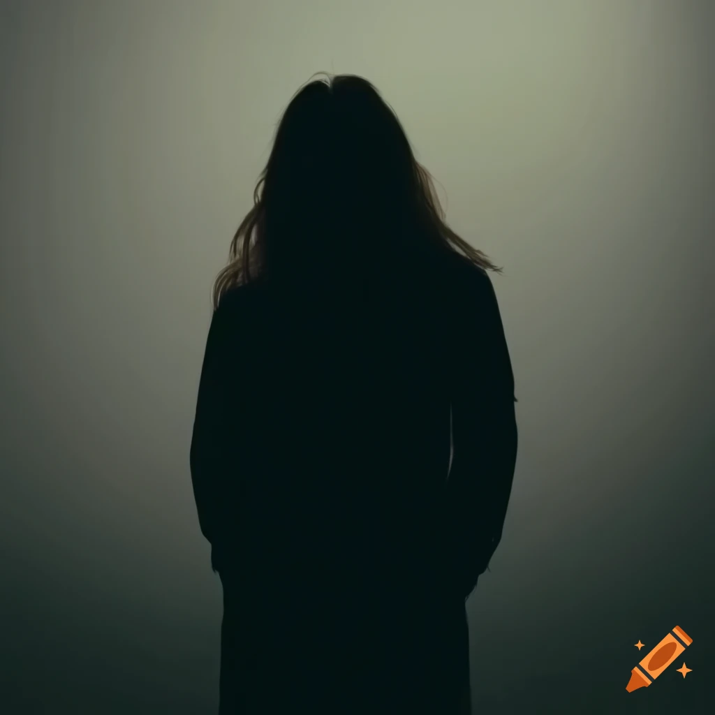 Mysterious silhouette of a man with long hair staring intently on Craiyon