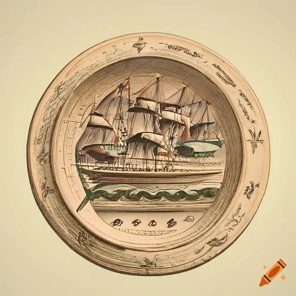 Circular seal with sailing ship and trade symbols of the East India ...